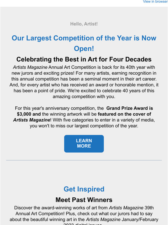 Artists Network: Our BIGGEST Competition of the Year is Now Open! | Milled