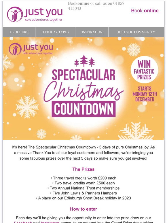 Just You: Win a holiday!! The Spectacular Christmas Countdown is back ...