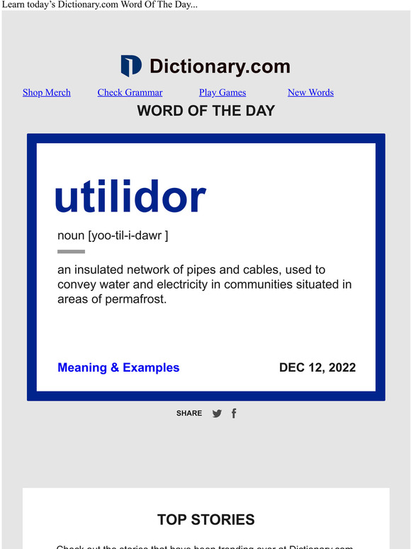 Dictionary.com: utilidor | Word of the Day | Milled