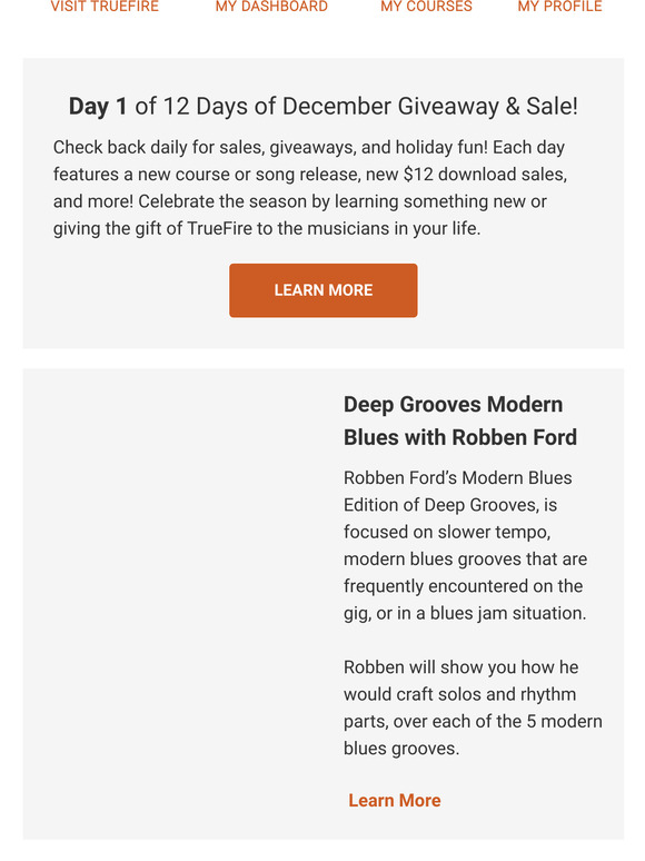 TrueFire: 🎄 DAY 1 OF 12: New Releases, New Sales, & More! | Milled