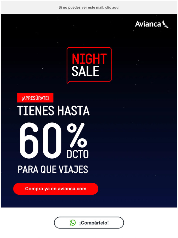 Avianca: ¡Sorpresa! Ofertas de NIGHT SALE 🌙🏃‍♂ | Milled