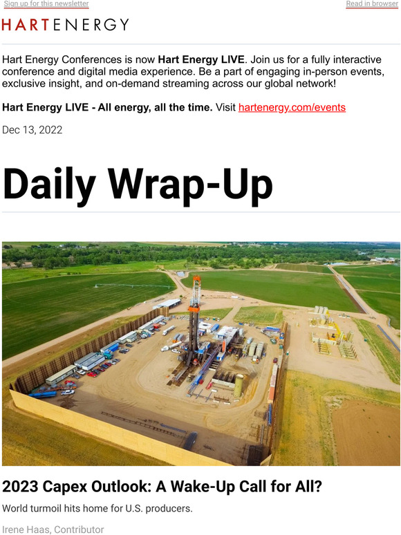 Hart Energy: Daily Wrap-Up: 2023 Capex Outlook; Data Bridges the ...