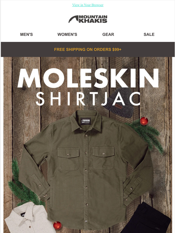 Mountain Khakis: NEW COLORS: The Moleskin Shirtjac | Milled