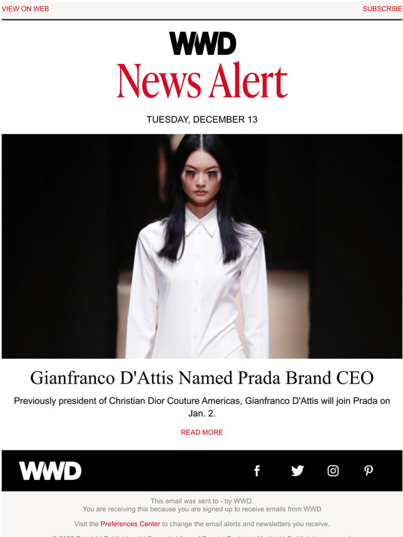 Women's Wear Daily: Gianfranco D'Attis Named Prada Brand CEO | Milled