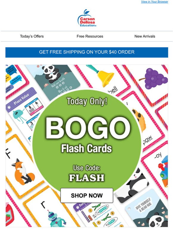 Carson-Dellosa Education: Ends Midnight! Flash Card Flash Sale ⚡ | Milled