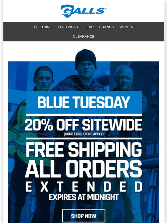 Galls: Blue Tuesday! 🎁 Free Shipping on All Orders | Milled