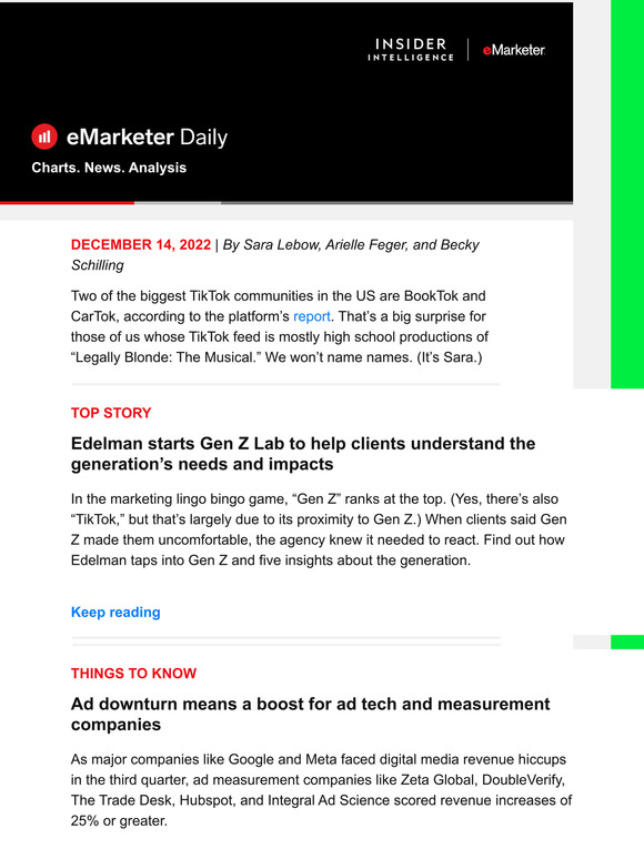 Insider Intelligence: Gen Z Lab report; Who wins advertising’s ‘Game of ...