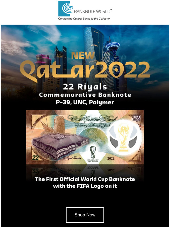 Banknote World: The New Qatar 22 Riyals World Cup Banknote! | Milled