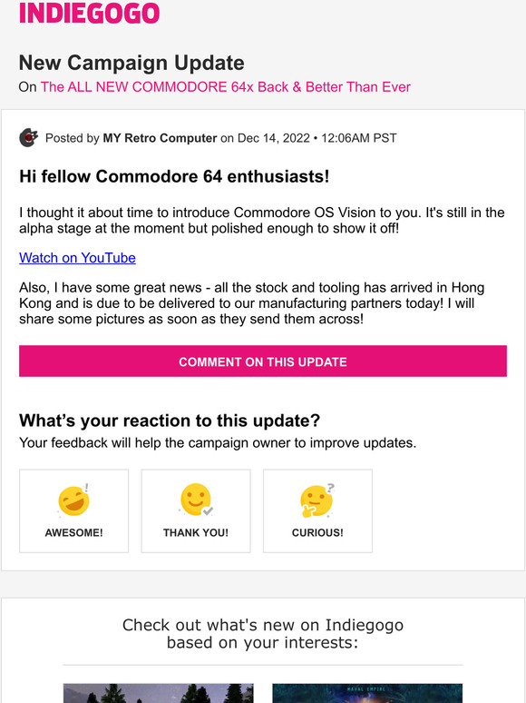 Indiegogo: 📢 Update #4 from The ALL NEW COMMODORE 64x Back & Better ...