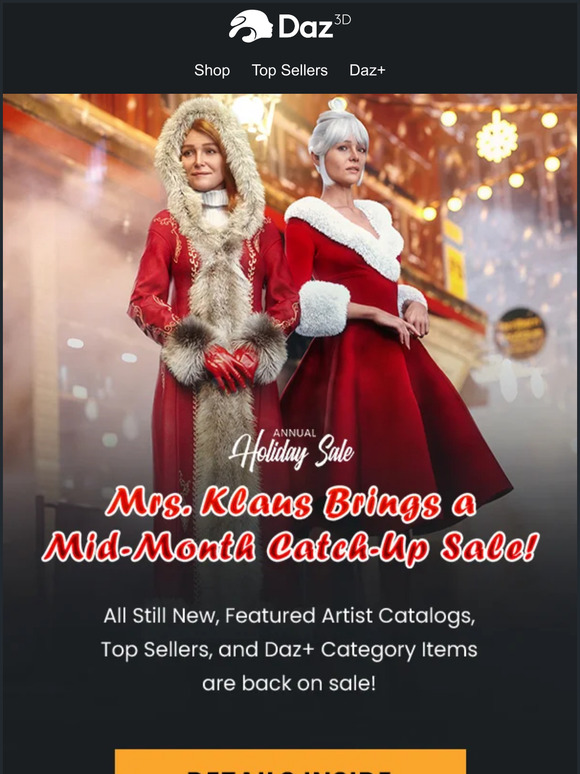 DAZ 3D: Mrs. Klaus Brings a Mid-Month Catch-Up Sale! | Milled