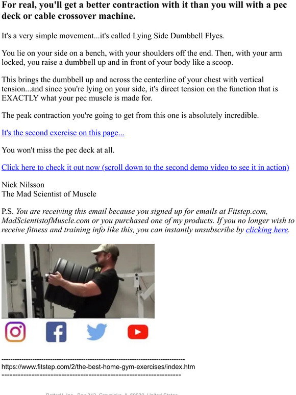 FitStep: Insane peak contraction DB pec exercise...better than a pec ...