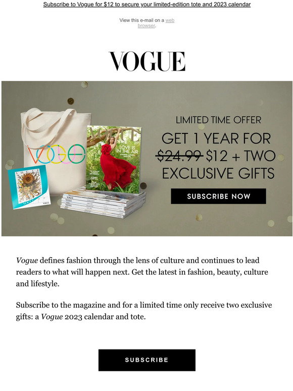 Vogue: Limited Time Offer: Subscribe to Vogue for two exclusive gifts ...
