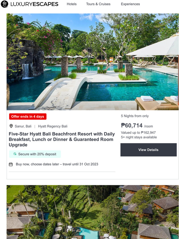 Luxury Escapes: Bali: Hyatt Beachfront Resort w. Daily Breakfasts ...