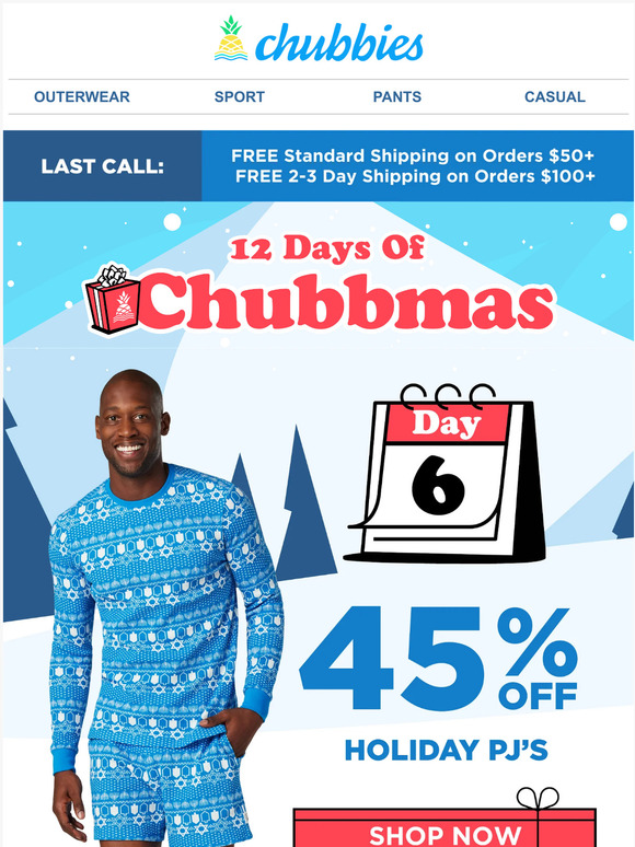 Chubbies: 45% off Holiday PJs | Milled