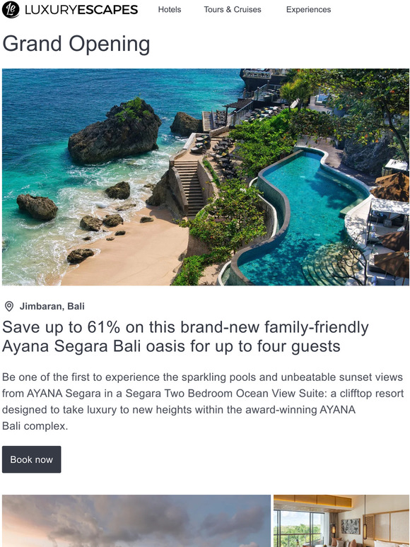 Luxury Escapes: Grand Opening: Up to 61% Off Ayana Segara Bali for up ...