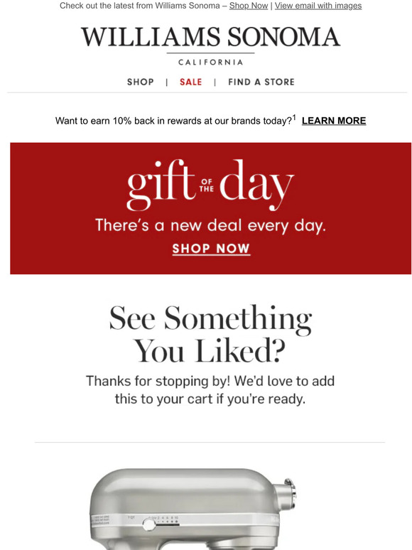 Williams Sonoma: Yes! We knew you'd love this | Milled