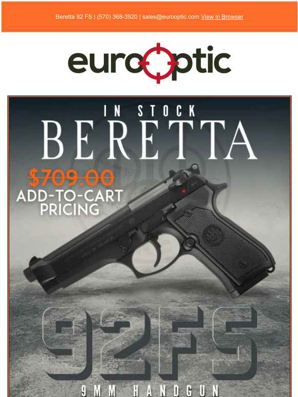 EuroOptic: IN STOCK: Beretta 92FS 9mm Handgun | Milled