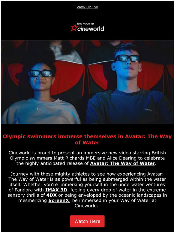 Cineworld: Olympic swimmers immerse themselves in Avatar: The Way of ...