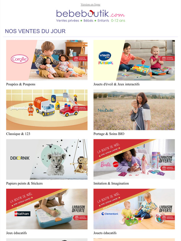 Bebeboutik: Expé rapide : COROLLE, VTECH, PLAYMOBIL, BARBIE & MATTEL ...