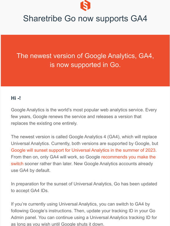 Sharetribe: New in Go 🎉 – Support for Google Analytics 4 (GA4) | Milled