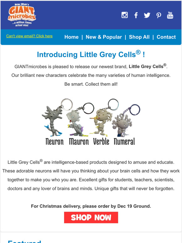 GIANTmicrobes: NEW Product Release: Little Grey Cells! | Milled