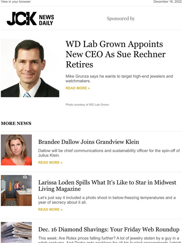 JCK: WD Lab Grown Appoints New CEO As Sue Rechner Retires | Milled