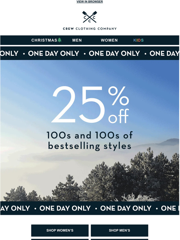 Crew Clothing: TODAY ONLY: 25% off 100s & 100s of bestselling styles ...