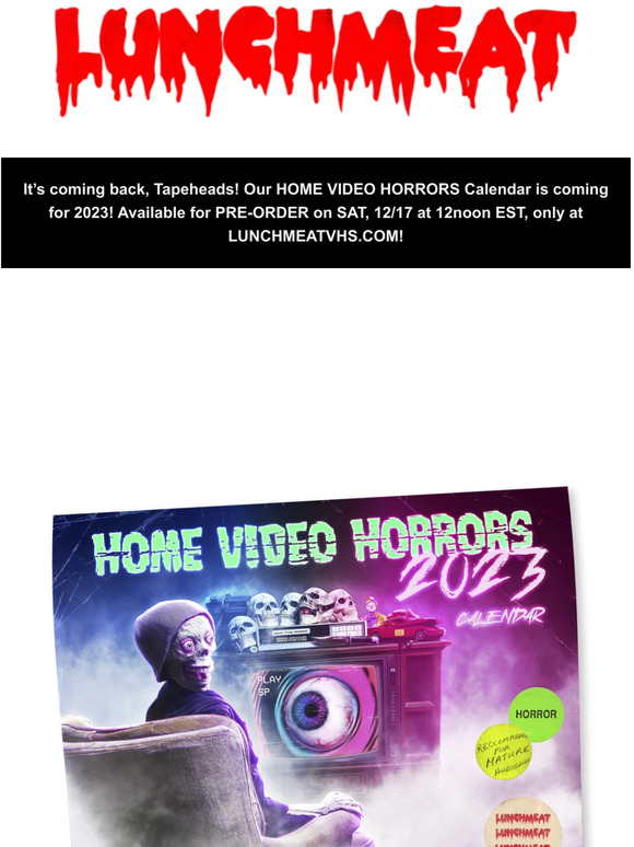 Lunchmeat VHS: HOME VIDEO HORRORS 2023 CALENDAR! | Milled