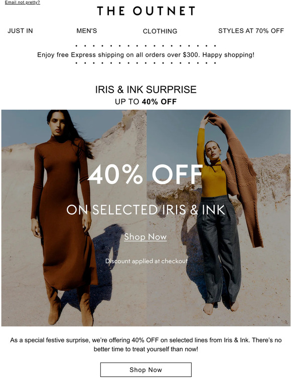 The Outnet: Have you heard? There's 40% off on Iris & Ink! | Milled