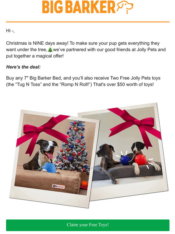 Big Barker: 🎅 FREE Toys are BACK in stock! | Milled