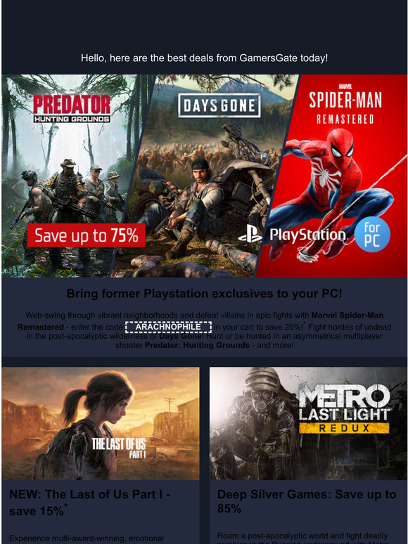GamersGate: Save big on Spider-Man, Days Gone, and more! / Extra discount codes inside! | Milled