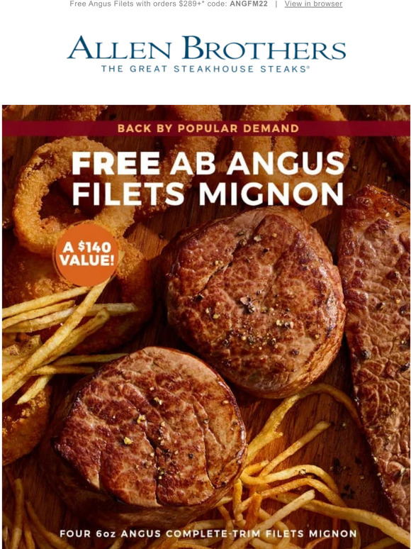 Allen Brothers: Finish Up Your List & Add Free Angus Filets! | Milled