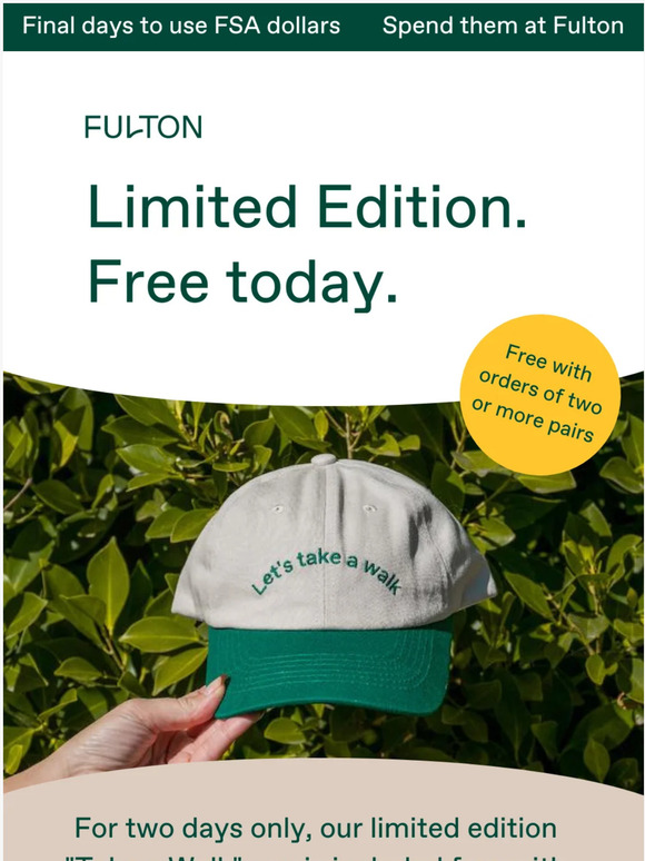 Fulton: 🚨 FREEBIE Alert 🚨 Take a Walk Cap ($24 value) 🧢 | Milled