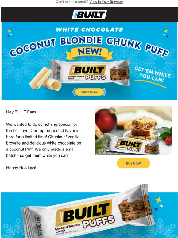 Built Bar: Just Released: White Chocolate Coconut Blondie Chunk Puff ...