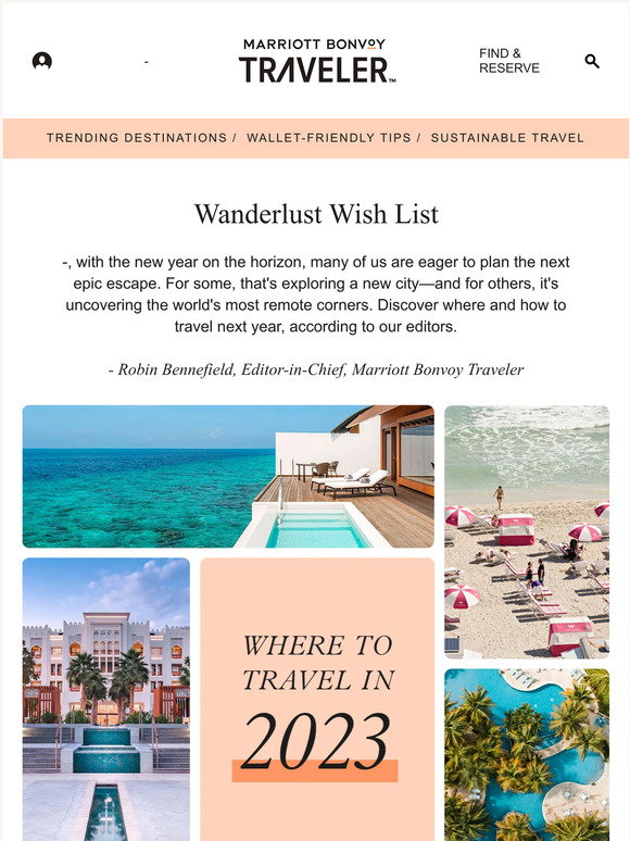 Marriott: Top 5 Travel Destinations in 2023 | Milled
