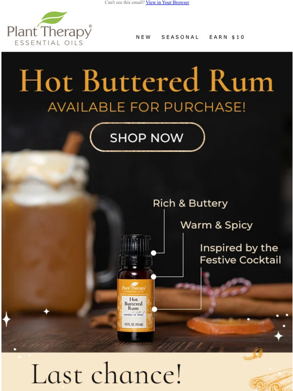 Plant Therapy: Hot Buttered Rum Now Available for Purchase 🔥💛 | Milled