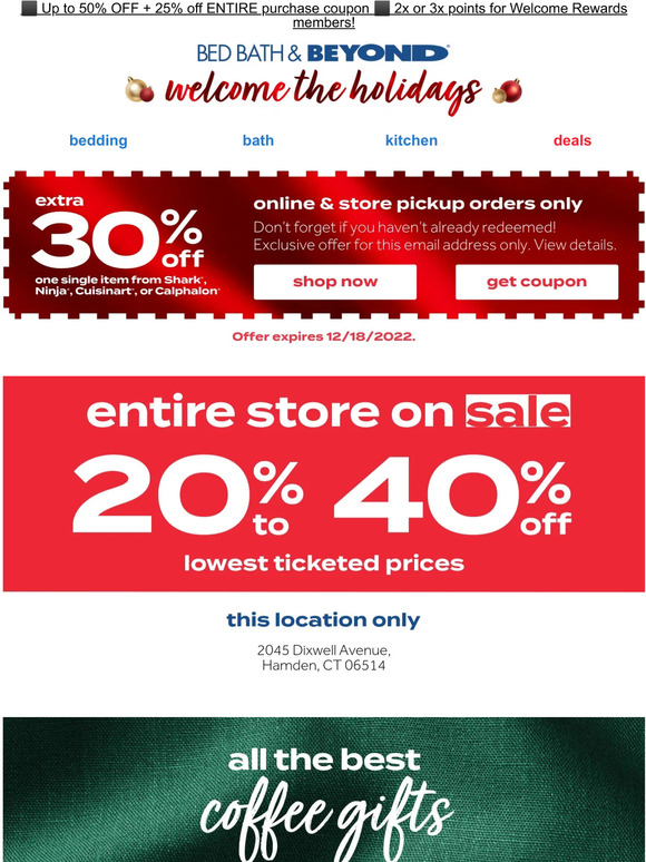 Bed Bath & Beyond: We’re offering up to $50 off gifts for java lovers ☕ ...