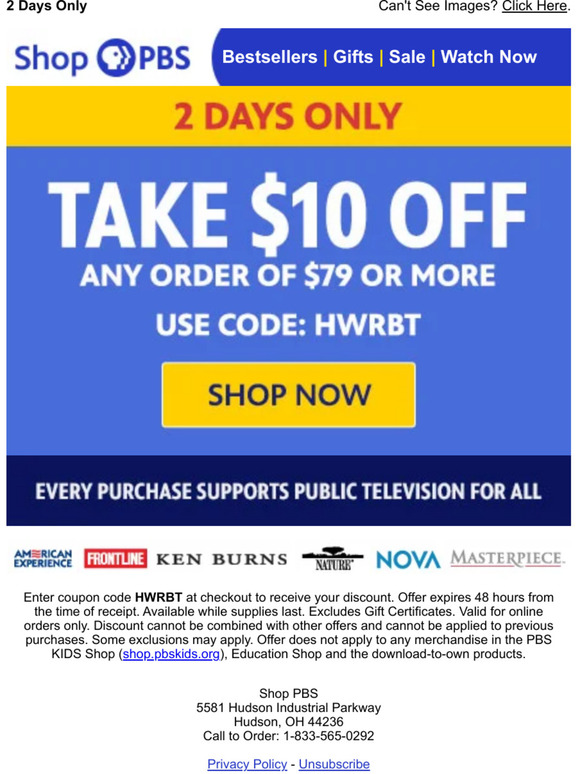 Shop.PBS.org: $10 Off | Milled