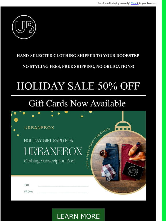 UrbaneBox: 50% OFF Our Clothing Subscription Box & Holiday Gift Cards ...