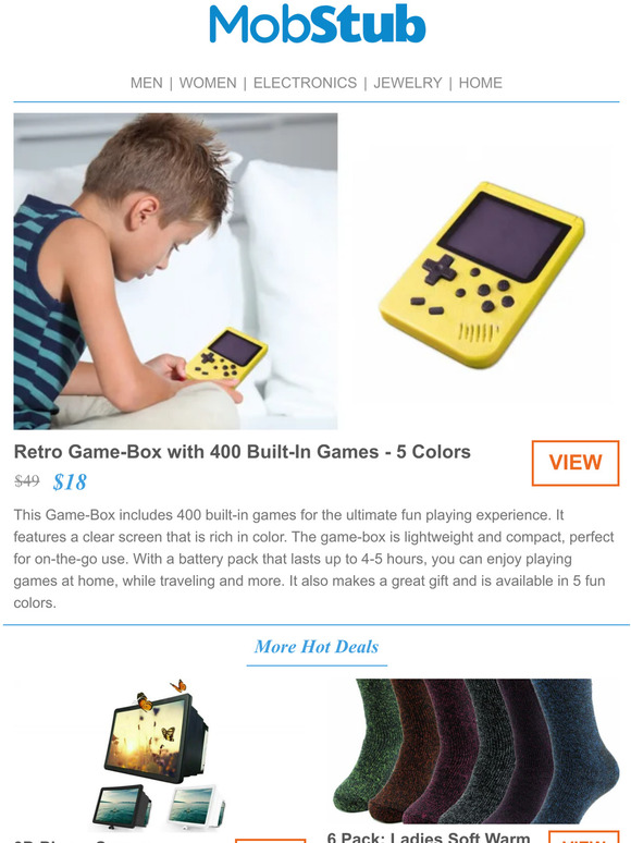 Mobstub: Retro Game-Box with 400 Built-In Games - 5 Colors | Milled