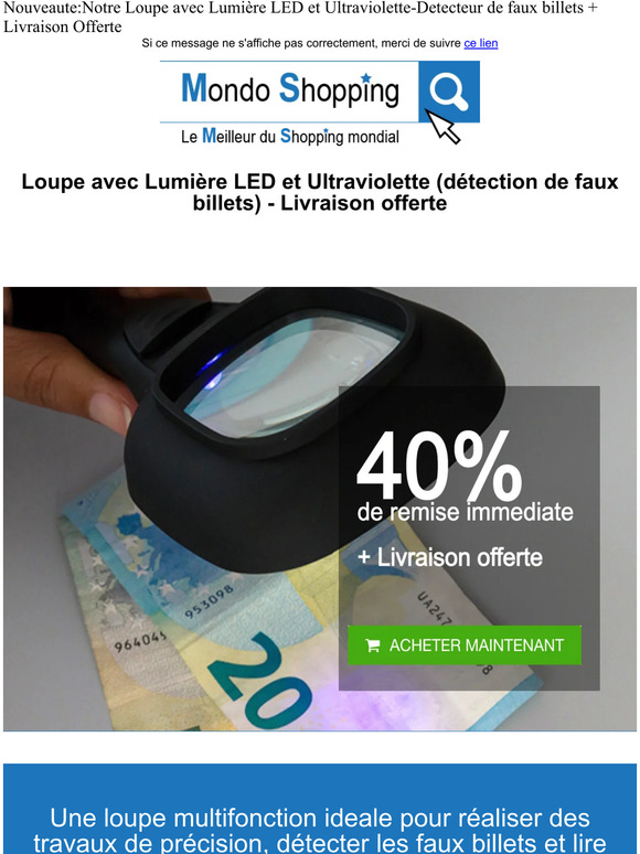 Mondoshopping: Nouveaute:Notre Loupe avec Lumière LED et Ultraviolette ...