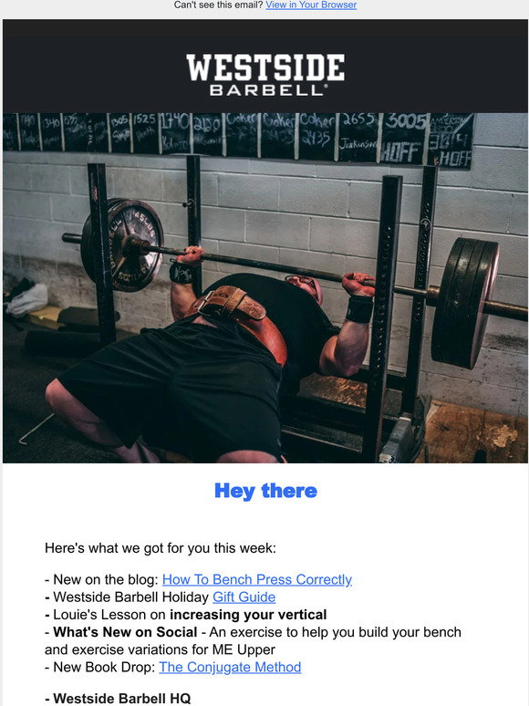 Westside Barbell: Westside Weekly - How To Bench Press Correctly | Milled