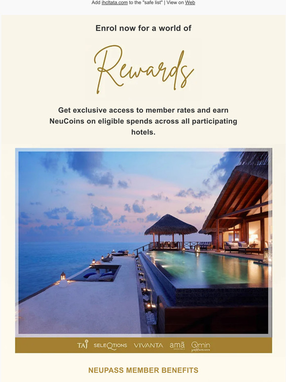 Taj Hotels: Sign-Up for NeuPass - More Rewards, More Benefits! | Milled