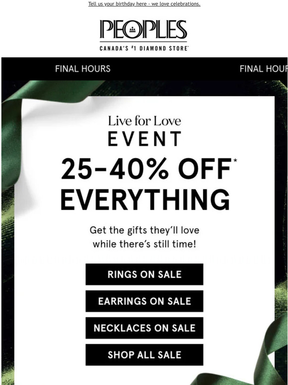 Peoples Jewellers ๐ Cross Off Your List With Ts 25 40 Off Milled