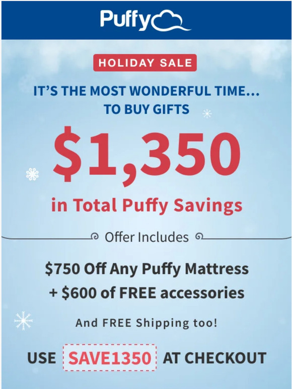 Puffy Mattress: We’re offering an incredible $1,350 in Total Puffy ...