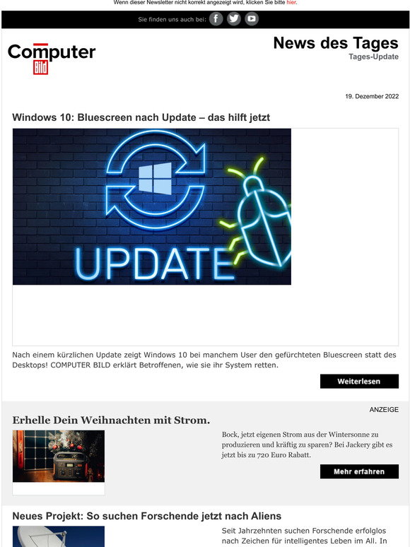 COMPUTER BILD: Windows 10: Bluescreen nach Update das hilft jetzt ...