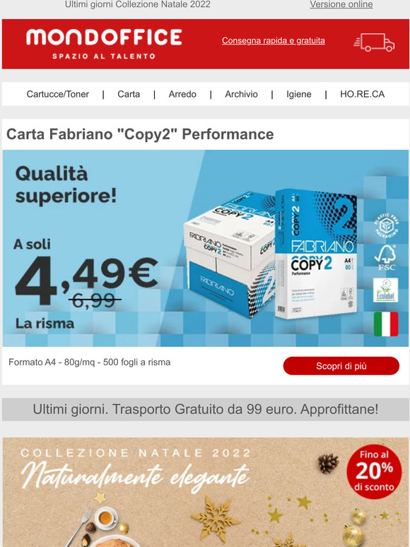 Mondoffice: Carta Fabriano a soli 4,49 euro la risma. In più, Trolley ...