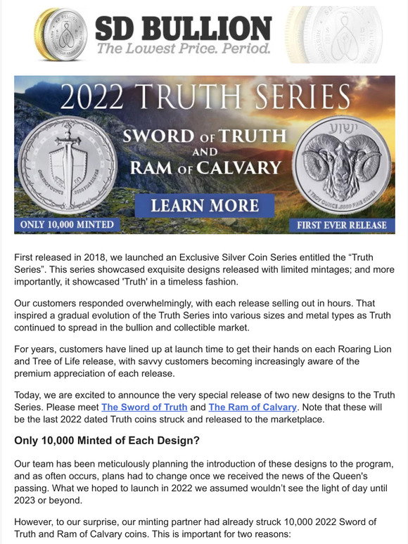 SD Bullion: 👉 Rarest Truth Series Coins Ever Released (Exclusive) | Milled