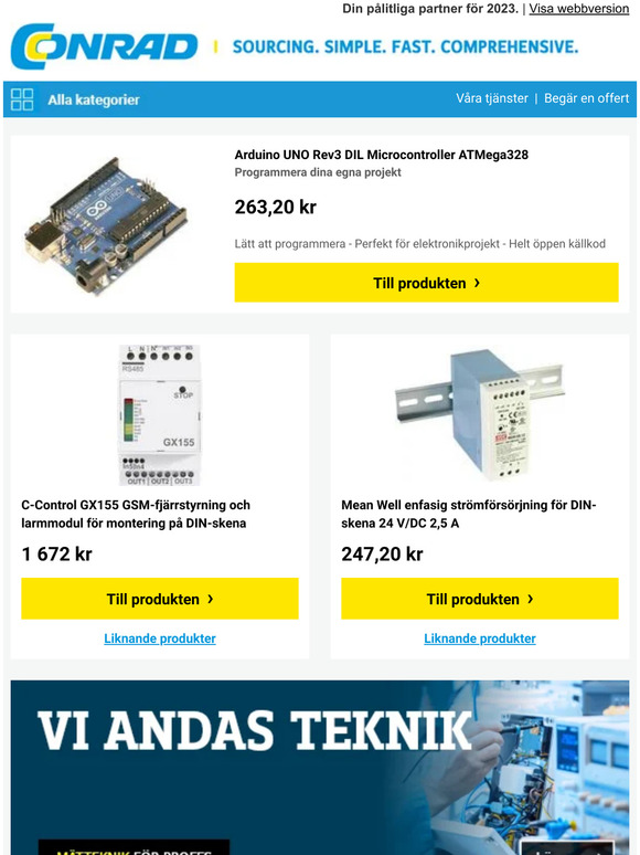 Conrad: Arduino Uno Rev3 stort lager - DIP-version. | Milled