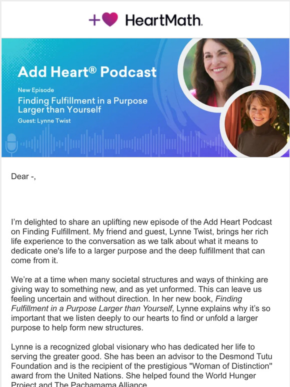 HeartMath: Finding Fulfillment in a Purpose Larger than Yourself — New ...